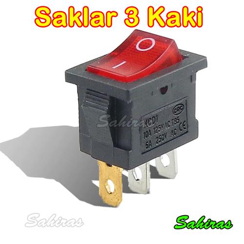 Jual Saklar 3 Kaki Rocker Switch On Off Kotak 3 Pin Lampu Merah Bagus ...