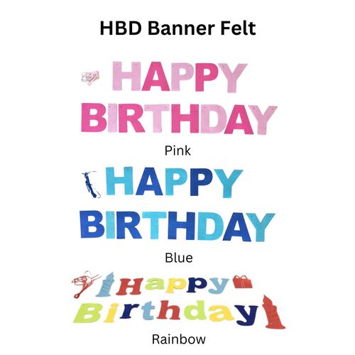 Jual Hbd Banner Felt, Felt Pink, Felt Blue / flag happy birthday - Blue ...