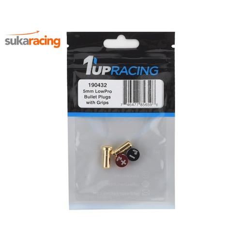 Jual 1UP RACING LOWPRO BULLET PLUG GRIPS W/ 5MM BULLETS (BLACK/RED ...