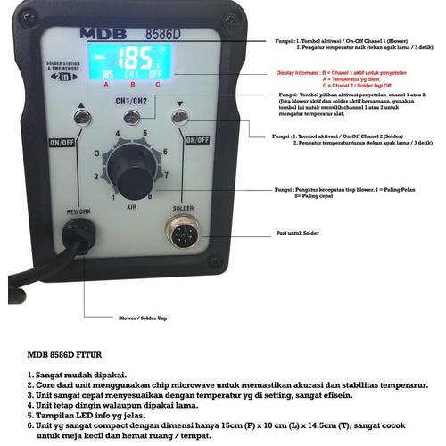 Jual MDB 8586D Blower dan Solder station 2 in 1, solder uap panas ...