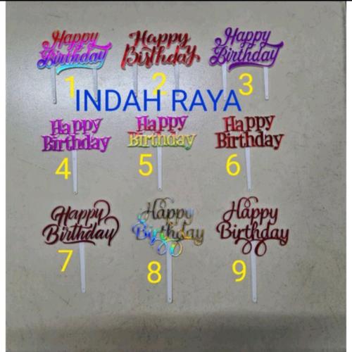 Jual cake topper / hiasan tusukan kue ultah HBD ACRYLIC mini cupcake ...