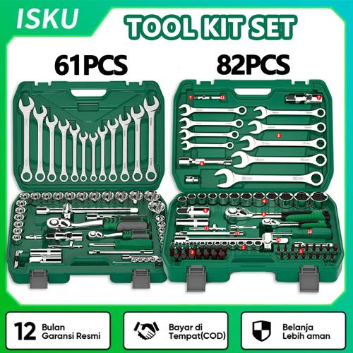 Jual ISKU Kunci Sok Set 61/82pcs Kunci pas Set 1/2'' Kunci Socket Set ...