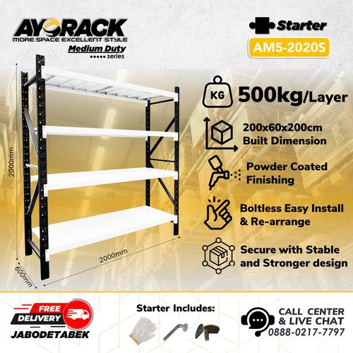 Promo RAK GUDANG 4 SUSUN 2 METER AYORACK AM5-2020S MEDIUM DUTY 500KG ...