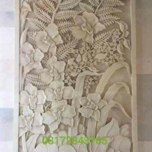 Jual Batu Ukir Dinding - Relief Batu Alam - Ukiran Motih Tumbuhan - Kab ...