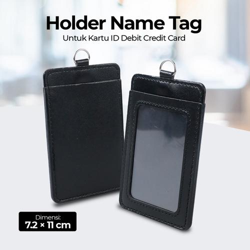 Jual Kantung Badge Holder Name Tag Kartu ID Debit Credit Card Black ...