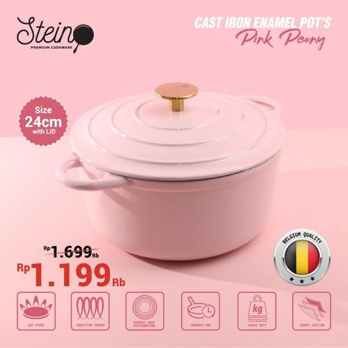 Promo Stein Cookware Cast Iron Enamel Pot Casseroll 24cm Pink Peony ...