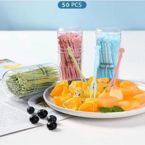Jual Garpu Mini Kecil Plastik Isi 50 Garpu Animal Tusukan Kue Buah ...