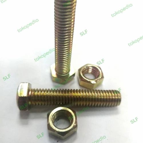 Jual Baut Mur Kuning M6x25 BMK M6 x 25 Baut Mur Besi Kuning Set ...