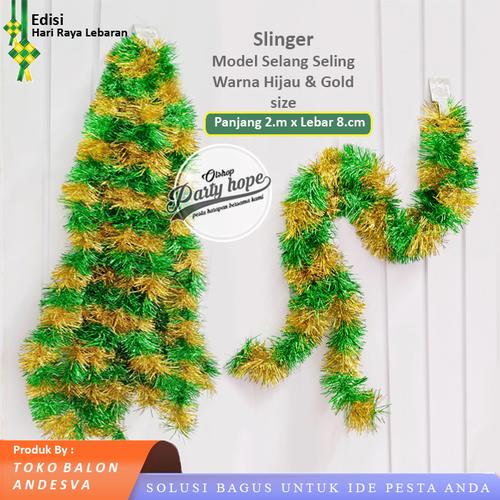 Jual slinger hijau gold / hiasan lebaran slinger / slinger dekorasi ...