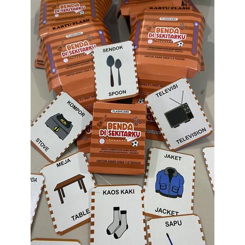 Promo Mainan edukasi anak pintar kartu flashcard/BENDA DI SEKITAR ...