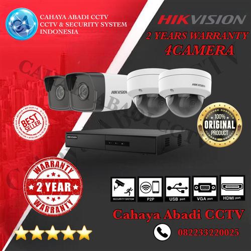 Jual PAKET CCTV IP CAMERA HIKVISION 2MP 4 KAMERA 4 CHANNEL IP CAM POE ...