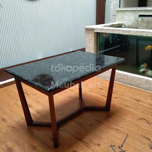 Jual meja makan marmer asli hitam import, meja makan marmer minimalis ...