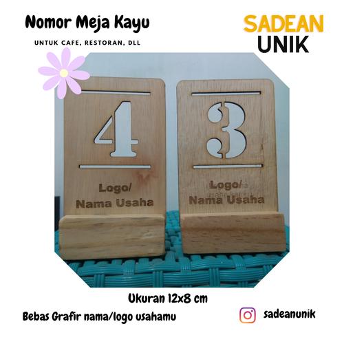 Jual Nomor Meja Kayu Grafir Logo | Nomor Meja Cafe Restoran Custom Logo ...