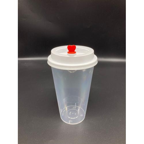 Jual CUP PP INJECTION 500 ML/GELAS PLASTIK + LID PP WITH STOPPER HEART ...