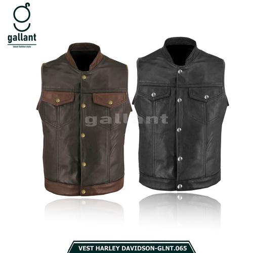 Jual Rompi kulit pria Vest Harley Davidson.065 - Full Black, M - Kab ...