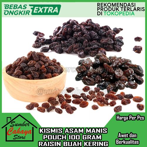 Jual KISMIS ASEM MANIS CISMIS RAISIN 100 GRAM COKLAT MERAH BUAH KERING ...
