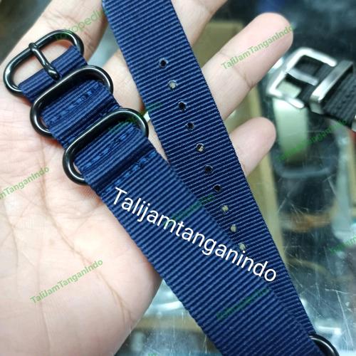Jual Tali strap jam tangan Nato canvas kanvas kain watch - Hitam, 24 ...