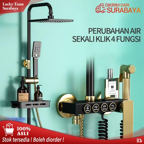 Jual Shower Dengan Tombol Emas Hitam/Set Shower Lengkap Kamar Mandi ...