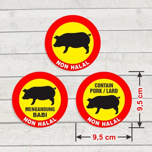 Jual Sticker Sign Non Halal Stiker Contain Pork Lard Mengandung Babi 9 ...