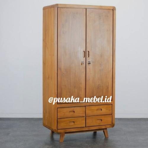 Jual almari pakaian anak 2 pintu kayu jati, lemari pakaian 2 pintu kayu ...
