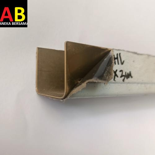 Jual Lis U Stainless Steel Gold Hairline 2cm x 2cm x 2cm Panjang 3m ...