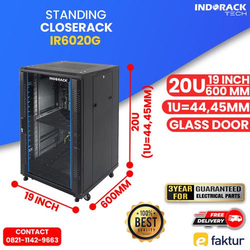 Jual INDORACK Standing Close Rack IR6020G 20U Glass Door - Jakarta ...
