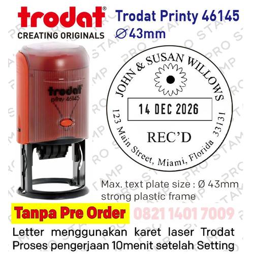 Jual Stempel Otomatis Trodat 46145 Dater / Custom Design - Karet Laser ...
