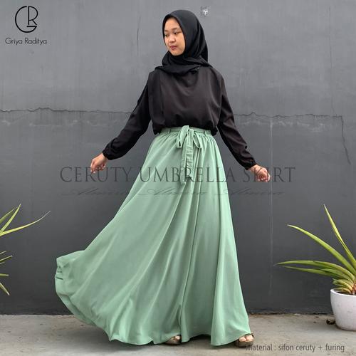 Jual Rok Maxi Panjang Muslimah Payung Polos Sifon Chiffon Umbrella ...