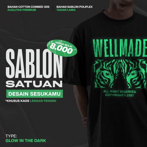 Jual KAOS CUSTOM SATUAN SABLON BAHAN GLOW IN THE DARK (LENGAN PENDEK ...