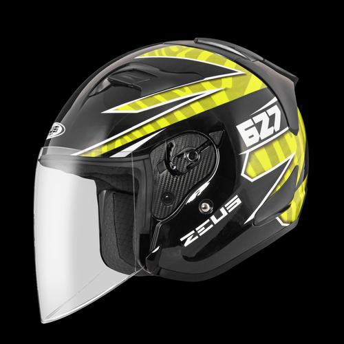 Promo ZEUS ZS 627 MATT BLACK BM7 FLUO YELLOW HALFFACE HELMET - M Cicil ...