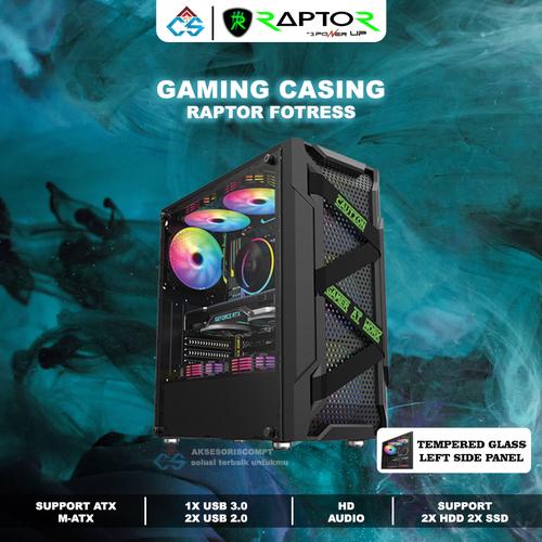Jual Casing Gaming PC RAPTOR FOTRESS BLACK - Casing Gaming TEMPERED ...