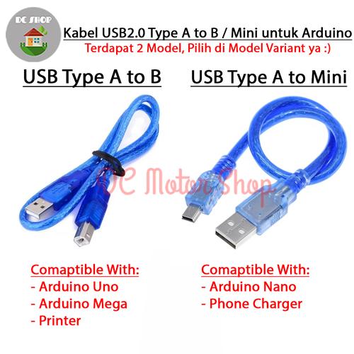Jual Kabel USB Type A to type B / Mini Cable Printer Arduino UNO MEGA ...