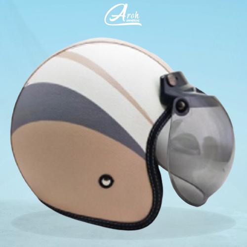 Jual Helm Bogo Retro Kulit Scoopy Vintage Cream Putih Kaca Bubble ...