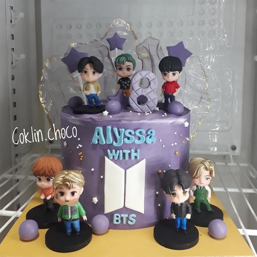 Jual kue ultah bts figure / Birthday Karakter bts /custom cake bts ...