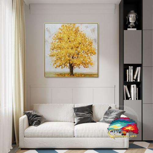 Jual lukisan dinding pohon gold texture modern art painting dekorasi ...