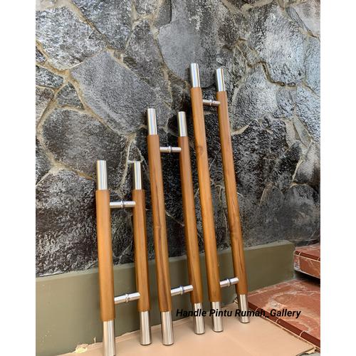 Jual Handle Pintu Rumah Gagang Pintu Stainless Steel Mix Kayu Jati 80 ...