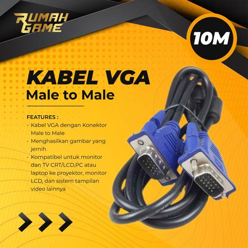 Jual Kabel VGA 10M Gold Plate - Kabel Vga 10 Meter - Kota Semarang - Rumah Game | Tokopedia