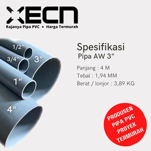 Jual PIPA PVC ABU AW + MOF - 3" - Kota Surabaya - PRODUSEN PIPA PVC ...