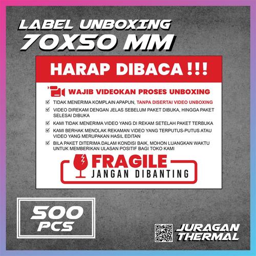 Jual Label Sticker FRAGILE Kuning Video Unboxing Stiker isi 500 PCS ...