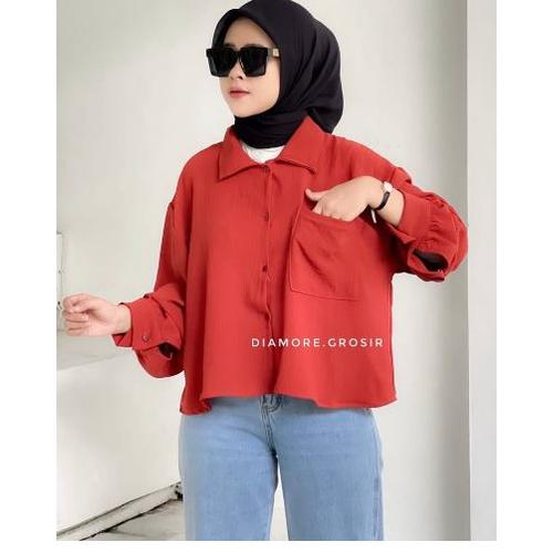 Jual IC - PREMIUM AIRFLOW CRINCLE / Tieta Blouse Cropty CRINCLE - Putih ...