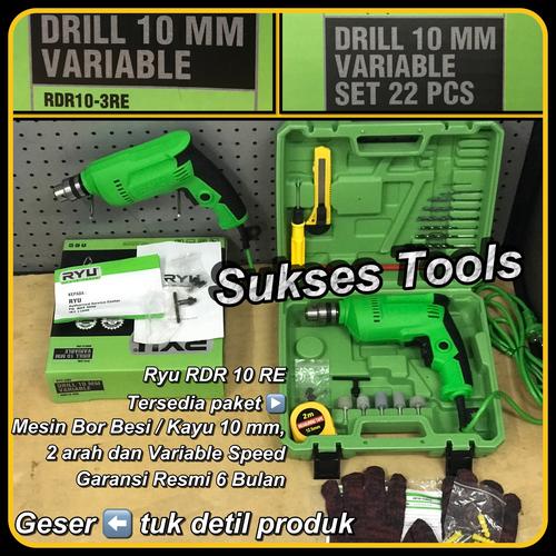 Jual Mesin Bor Besi Kayu Ryu RDR 10 Hand Drill 10mm /RDR10-3 REB Set 22 ...