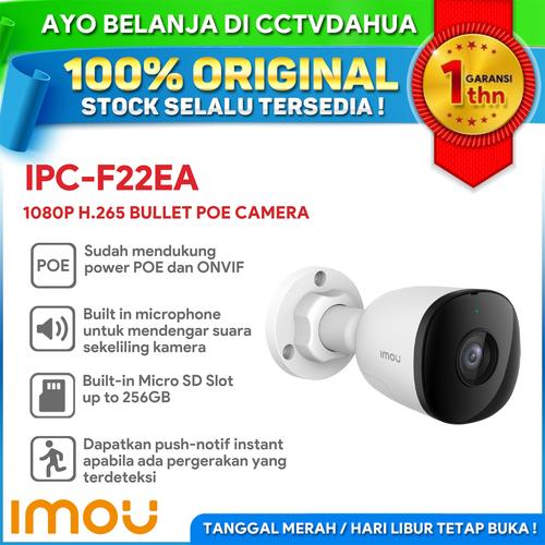 Promo IMOU IPC-F22EA 1080P H.265 BULLET POE IPCAM ONVIF BUILD IN MIC ...