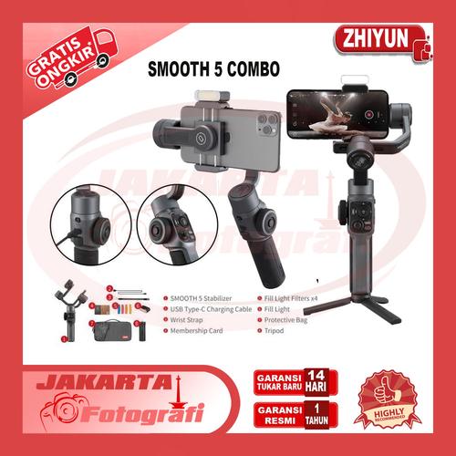 Promo Zhiyun Smooth 5 Combo Smartphone Gimbal HP Zhiyuntech Tech RESMI - w/LIGHT Cicil 0% 3x ...