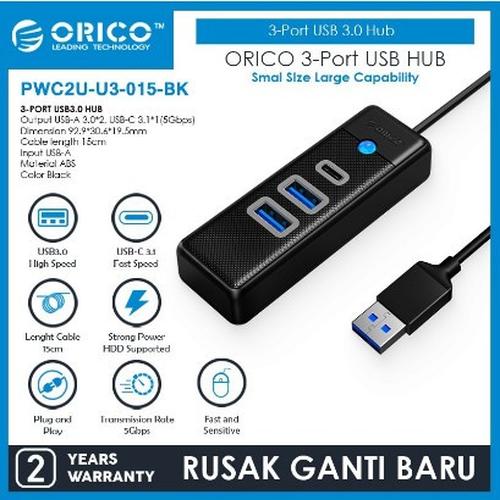 Jual Orico PWC2U-U3 USB HUB 3 port ( 2 port usb 3.0 + 1 port type c ...