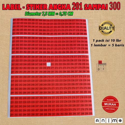 Jual LABEL - STIKER ANGKA WARNA - STICKER NUMBERING 201 SD 300 - Putih ...