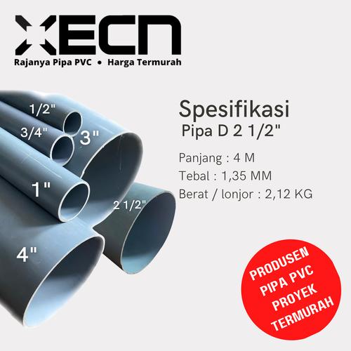 Jual PIPA PVC ABU D + MOF - 2 1/2" - Kota Surabaya - Produsen Pipa PVC Proyek | Tokopedia