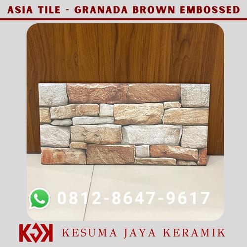 Jual Keramik Motif Batu Alam 20x40 Asia Tile Granada Brown Embossed ...