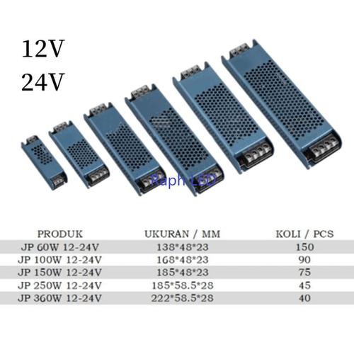 Jual travo adaptor slim 12v 24v psu jaring 60w 100w 150w 250w 360w ...