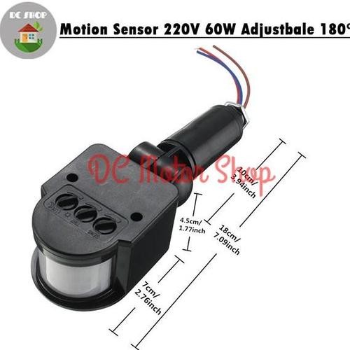 Jual Sensor Gerak PIR Motion Sensor Detector 220V Rotateable with Lux ...