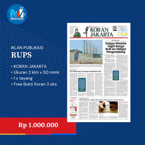 Jual IKLAN KORAN PENGUMUMAN RUPS LOKAL JAKARTA - Kota Depok - Media ...